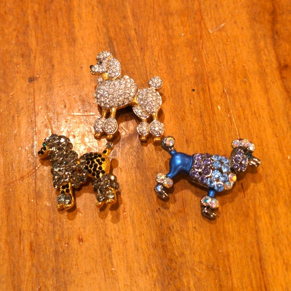 Jewelry | Set Of 3 Rhinestone Poodle Pins | Poshmark